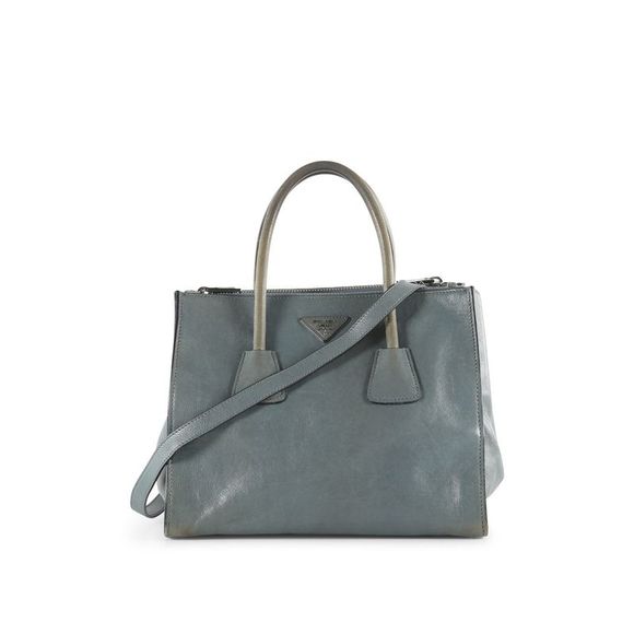 Prada | Bags | Pre Loved Prada Grey Leather Twin Pocket Double Handle ...